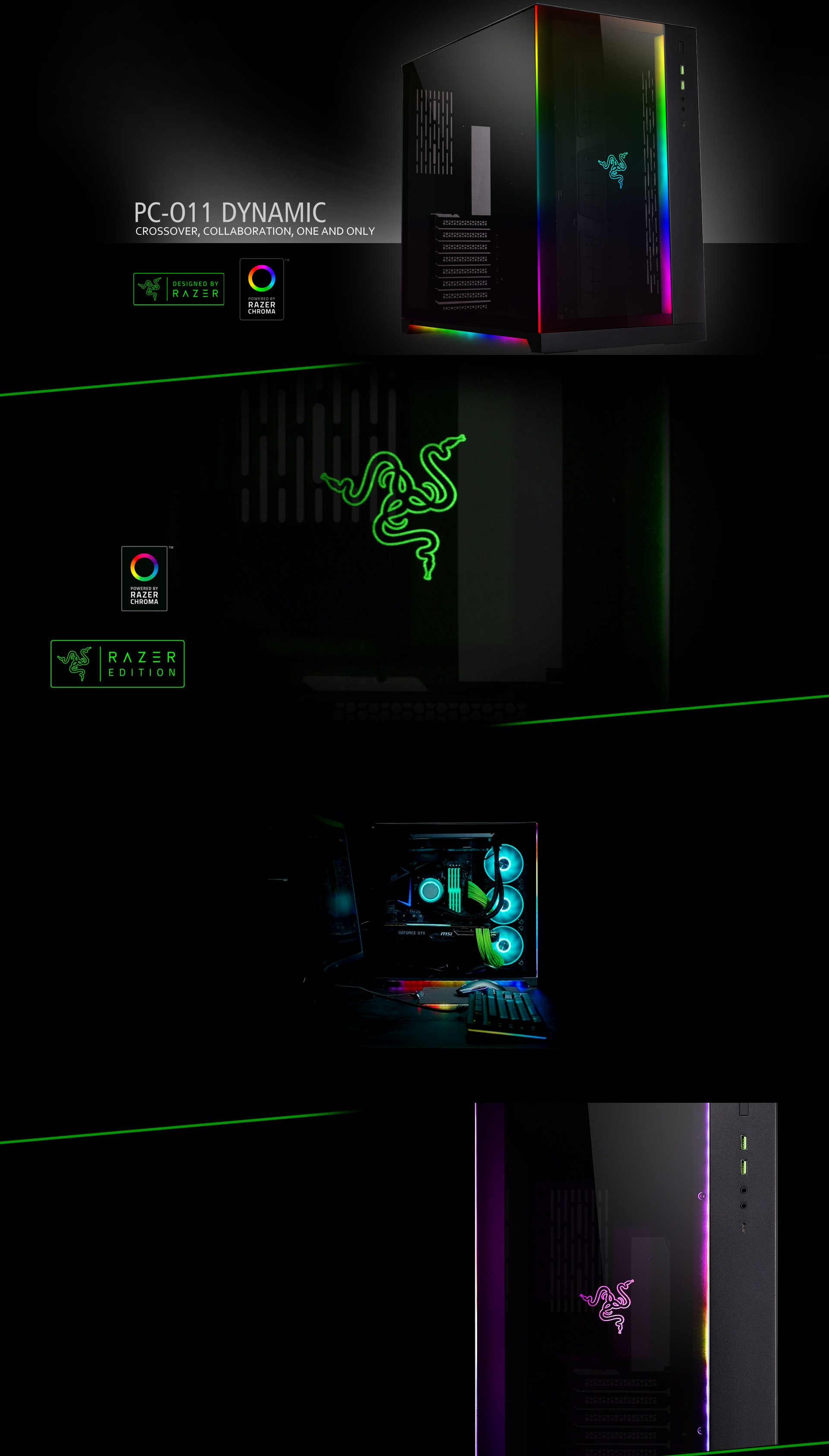 Gabinete Gamer Lian Li O11 Dynamic Razer Edition RGB Preto O11DXRZ ...