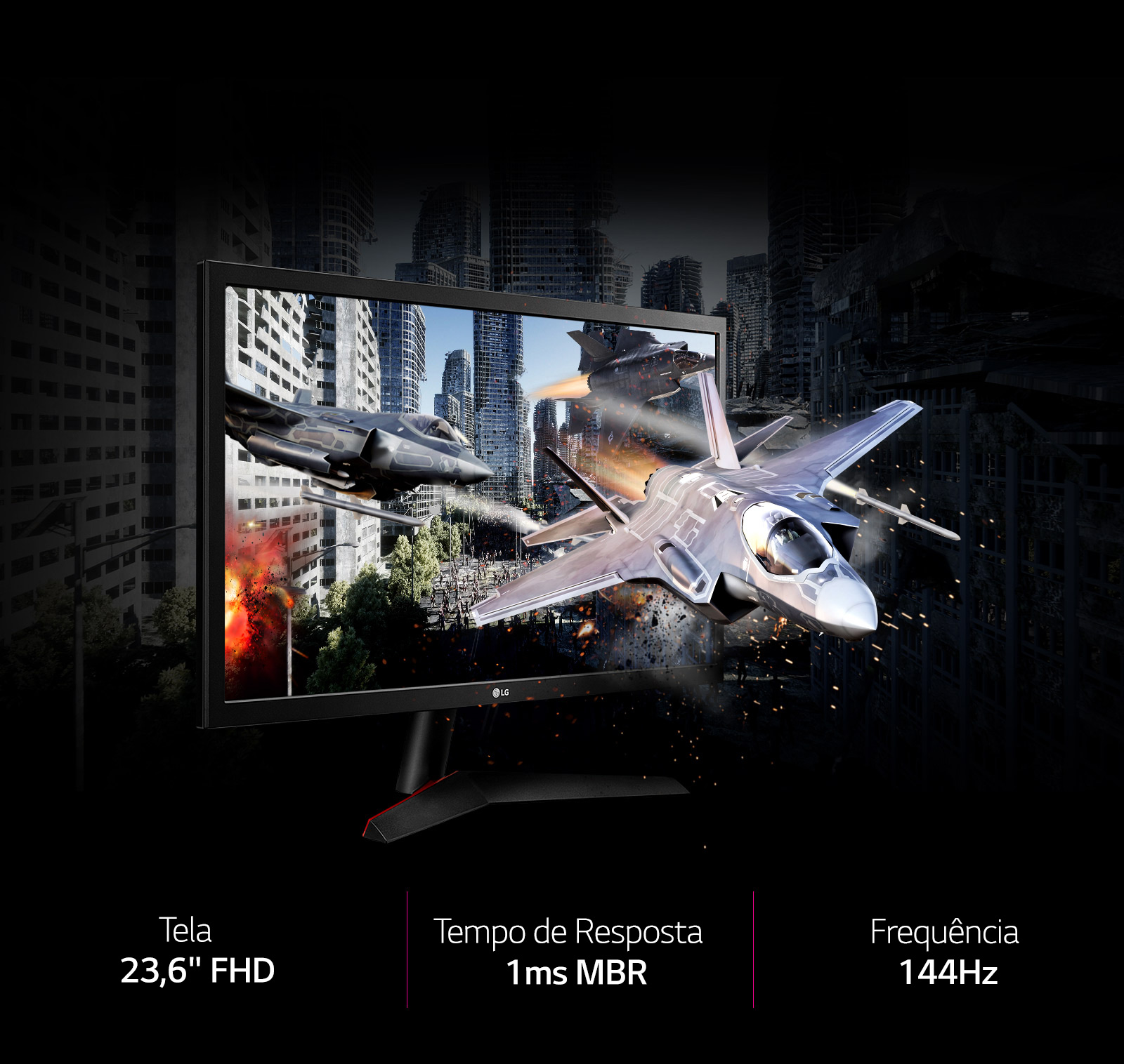 Monitor LED 24" Gamer LG 24GL600F 1920x1080 1ms 144hz Full HD Freesync ...