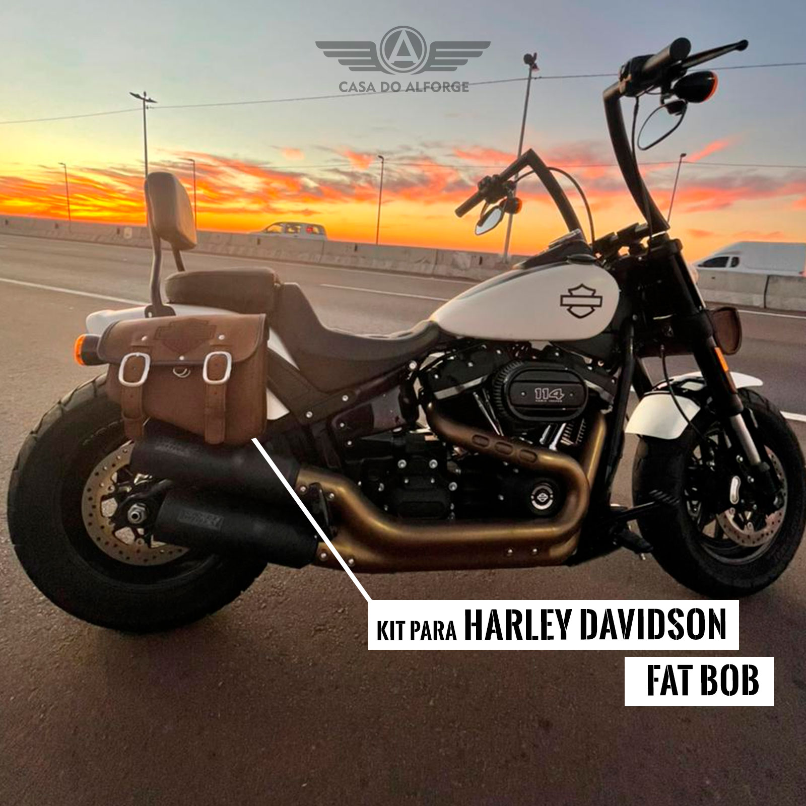 Alforge em Couro para Harley Davidson Fat Bob | CASA DO ALFORGE